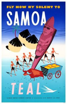 Samoa - Mid Century Vintage Travel Poster: New Zealand Fine Prints