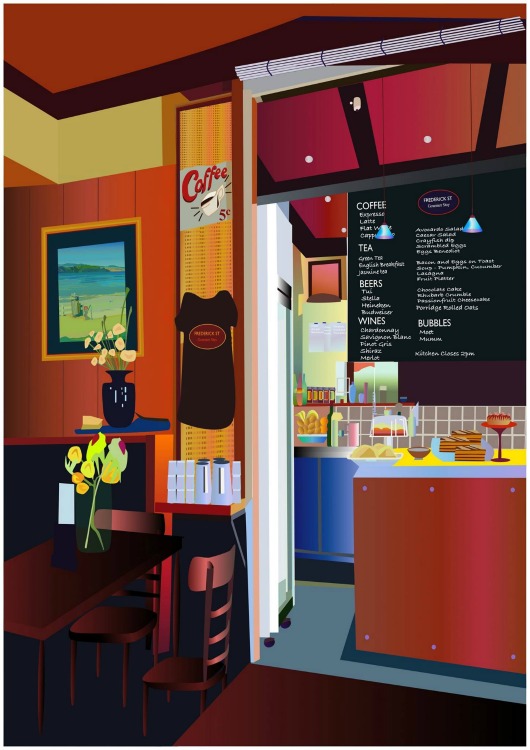 Frederick Street Cafe - Buy prints by Wellington Artist Sarah Molloy
