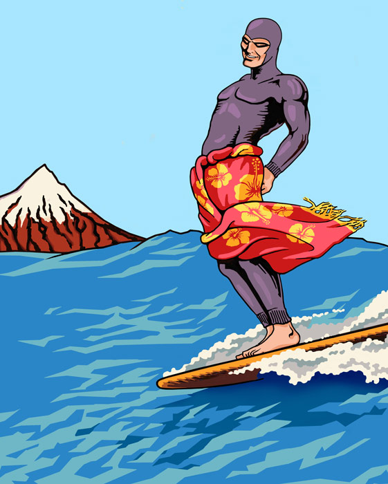 “Ghost Surfer” - Buy Lester Hall Prints direct from New Zealand Fine Prints