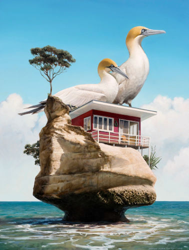 Buy the Gannet Rock Print by NZ Artist Barry Ross Smith