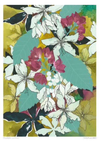 Houhere (Lacebark or Ribbonwood) - Buy NZ botanical art prints by Holly ...