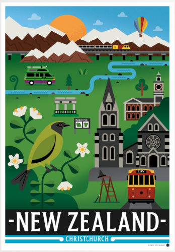 Christchurch New Zealand - Art print for sale by NZ artist Greg Straight
