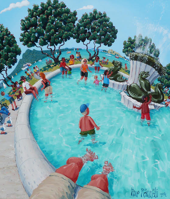 Mission Bay Fountain - Buy art prints by kiwi artist Timo Rannali
