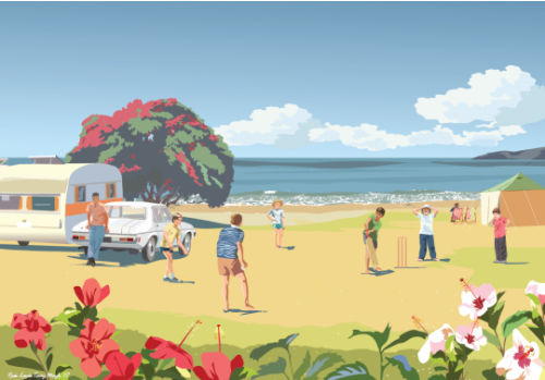 Buy prints of beach cricket | art prints for kiwis since 1966
