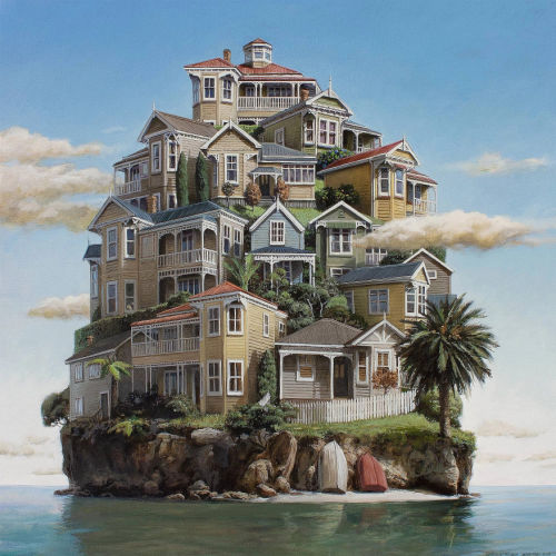 The Town - Contemporary art print for sale by NZ painter Barry Ross Smith