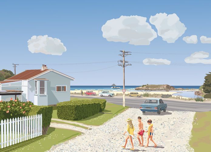 Dunedin’s Brighton Beach in Summer - Buy art prints direct from NZ Fine ...