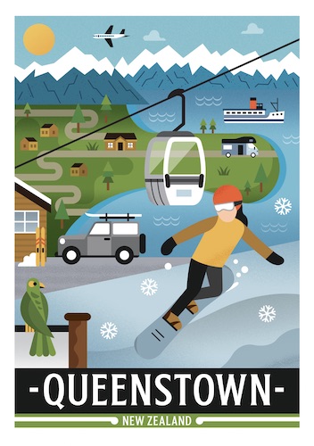 Queenstown New Zealand - Art print for sale by NZ artist Greg Straight