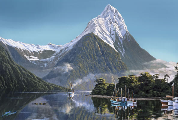 Milford Sound Mitre Peak Canvas Art Print by Peter Morath | Shipped ...