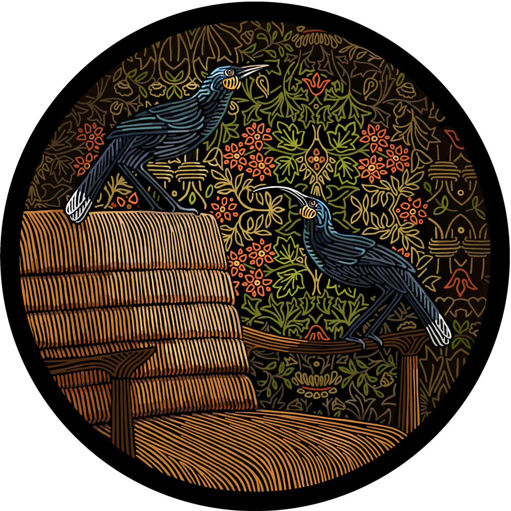 Two Huia by Angela Croft: New Zealand Fine Prints