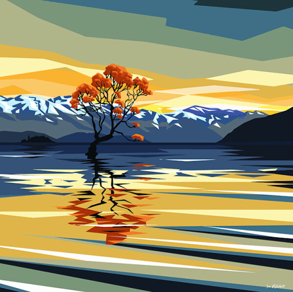 Wanaka Tree Sunset - Canvas Print for sale by NZ artist Ira Mitchell