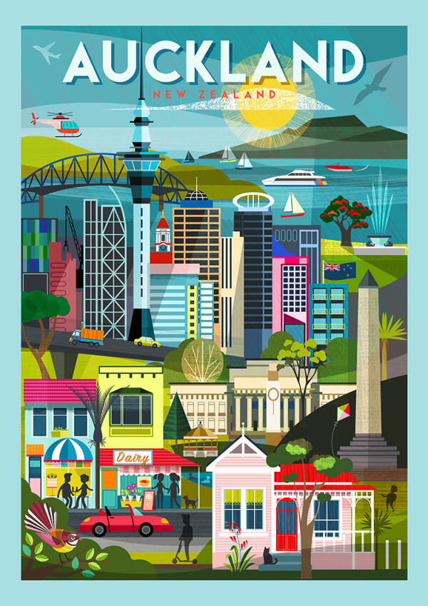 Auckland Wall Art Print for sale by NZ artist Ellen Giggenbach