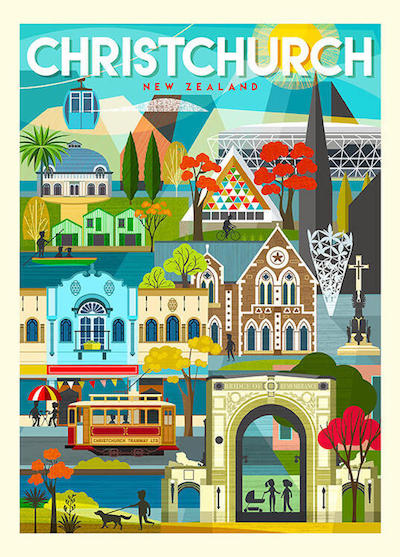 Christchurch Wall Art Print for sale by NZ artist Ellen Giggenbach