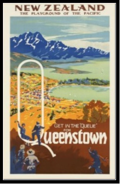 Framed Vintage Queenstown Tourism Poster for Sale