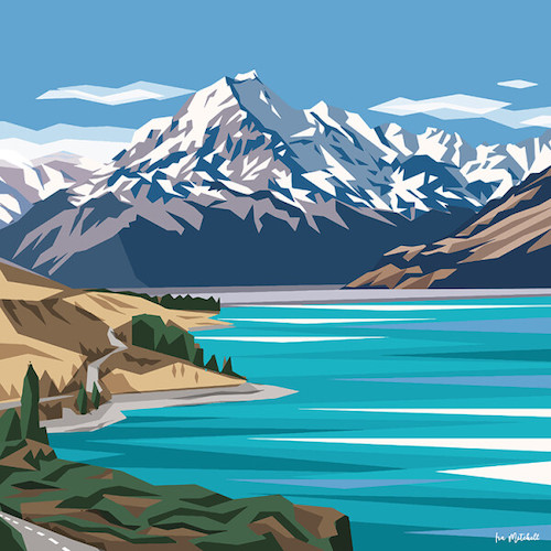 Mt Cook, Lake Pukaki Canvas Print by Ira Mitchell: New Zealand Fine Prints