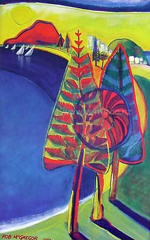 Print of Norfolk Pines near Tauranga by Tauranga artist Rob McGregor