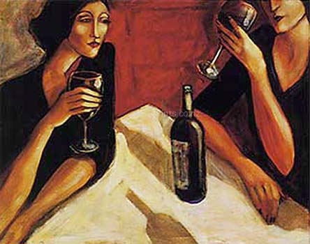 Large Print by NZ Artist Hayley Brown for Sale “Over a Vino”