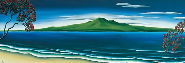 Rangitoto - Print for sale by NZ artist Diana Adams