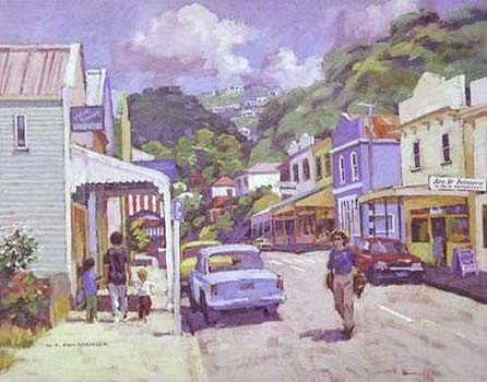 Aro Street Shops by Bill MacCormick: New Zealand Fine Prints