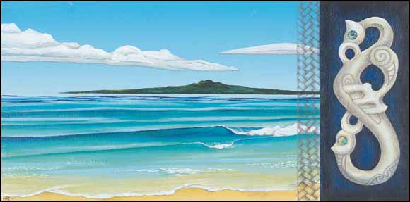 Print of Rangitoto for Sale - NZ Artist Maryanne Thomsen
