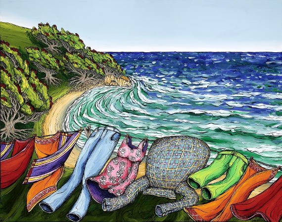 Coastal Clothesline by Fiona Whyte: New Zealand Fine Prints