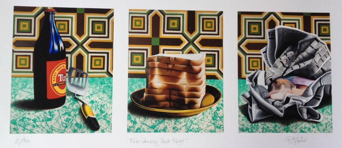 Limited Edition Kiwiana Print “Fine Dining, Yeah Right” by Rachael Foster