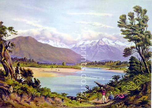 Hokitika River by C.D. Barraud: New Zealand Fine Prints