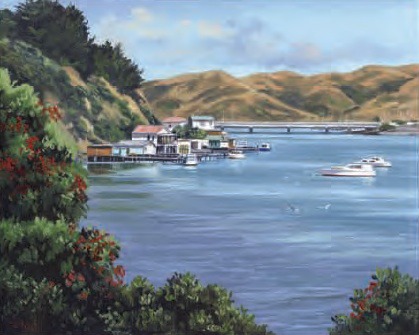 Print of Paremata Bridge, Porirua by Wellington artist Ernest Papps