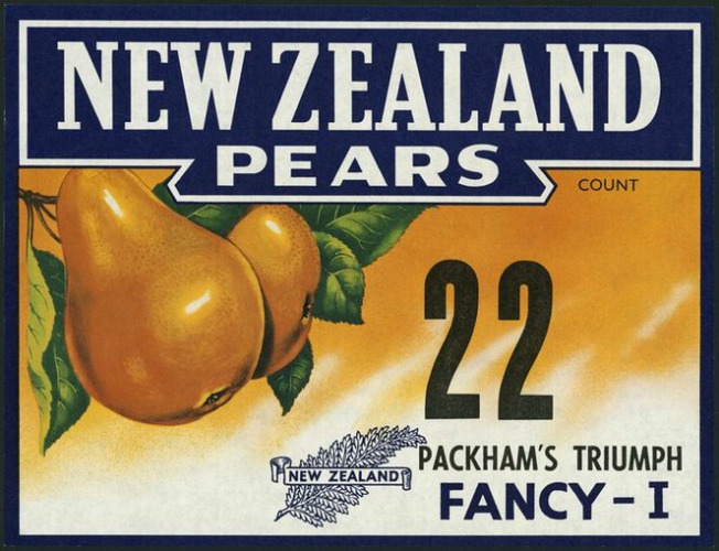 Vintage NZ Pears Fruit Label Poster | Prints.co.nz