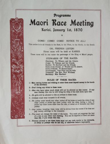 Maori Horse Racing Poster with Rules