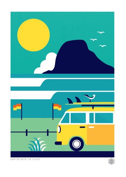 Greg Straight Art Print for Sale - Swim Between the Flags