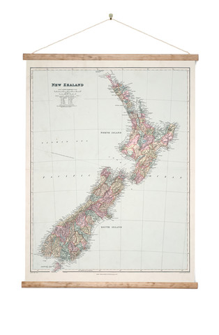 Vintage NZ Wall Chart - Ready to Hang Map