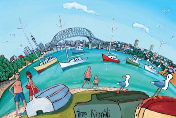 “Auckland Cityscape”, Print for Sale Online by NZ Artist Timo Rannali
