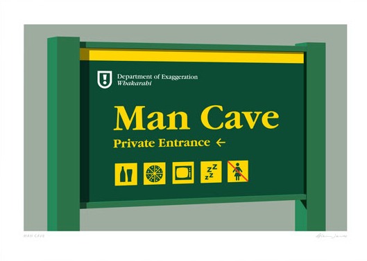 “Man Cave” art print - Kiwi humour DOC sign for sale