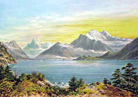 Lake Wakatipu 1876 by C.D. Barraud: New Zealand Fine Prints
