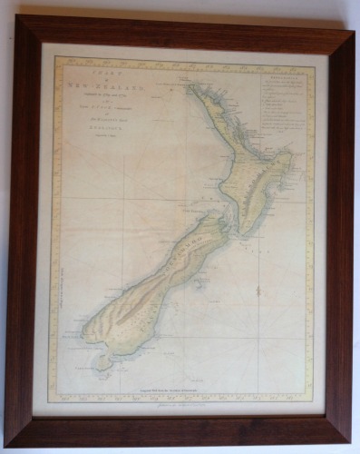 Framed Antique Map of NZ for Sale