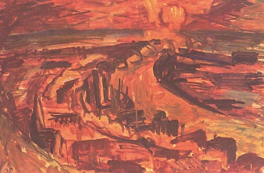Sunset, Grey River by Toss Woollaston: New Zealand Fine Prints