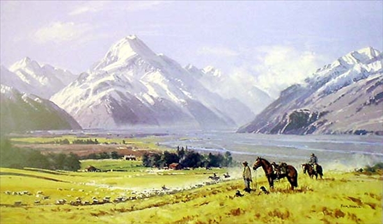 Musterers, Mt Cook by Peter Beadle: New Zealand Fine Prints
